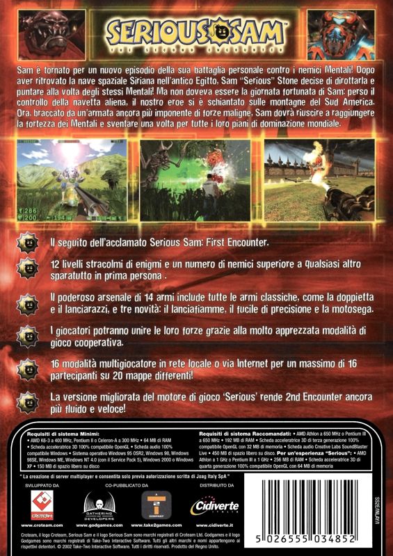 Serious Sam: The Second Encounter cover or packaging material - MobyGames