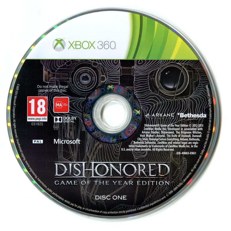 Dishonored: Game of the Year Edition cover or packaging material ...