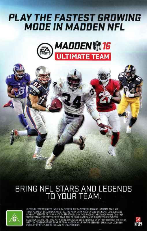 Madden NFL 16 cover or packaging material - MobyGames