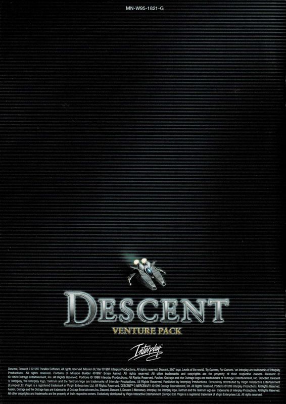 Descent: Venture Pack cover or packaging material - MobyGames
