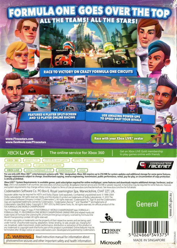 F1 Race Stars cover or packaging material - MobyGames
