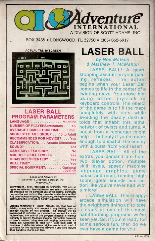 Laser Ball cover or packaging material - MobyGames