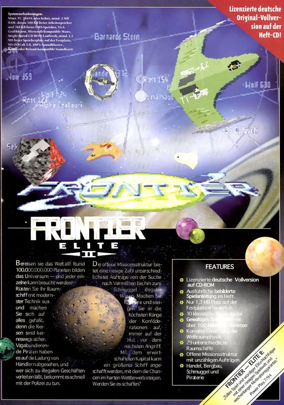 Frontier: Elite II cover or packaging material - MobyGames