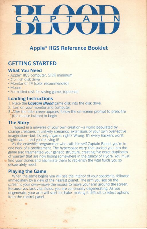 Captain Blood cover or packaging material - MobyGames