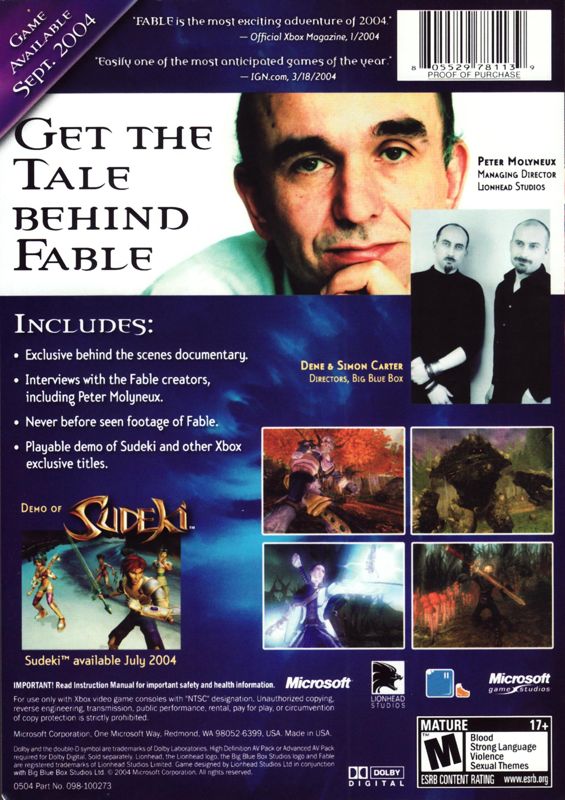 Fable (Preorder Edition) cover or packaging material - MobyGames