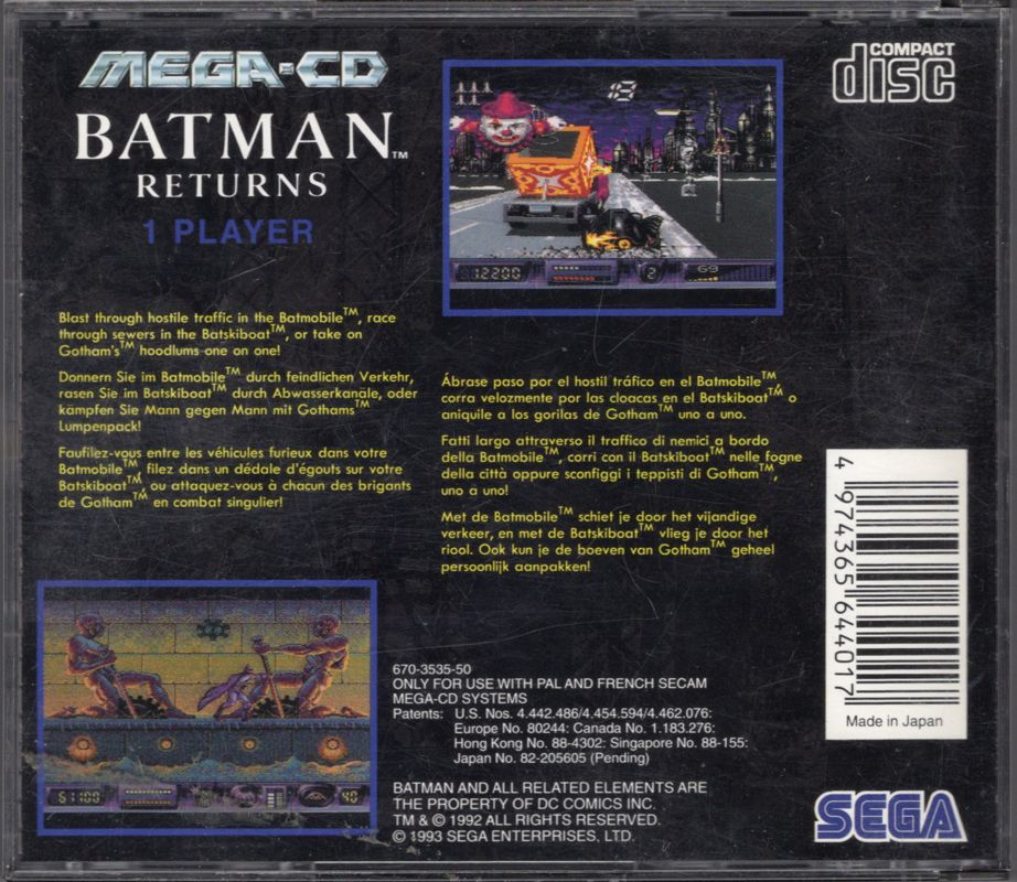 Batman Returns cover or packaging material - MobyGames