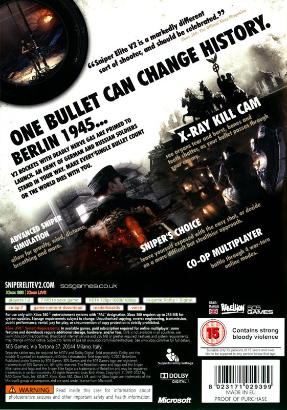 Sniper Elite V2 cover or packaging material - MobyGames
