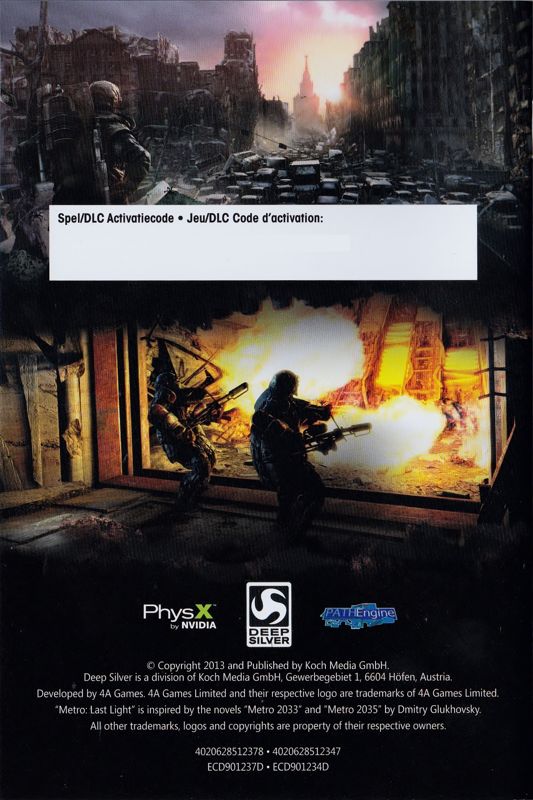 Metro: Last Light (Limited Edition) cover or packaging material - MobyGames