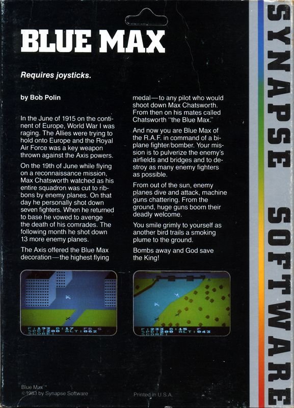 Blue Max cover or packaging material - MobyGames