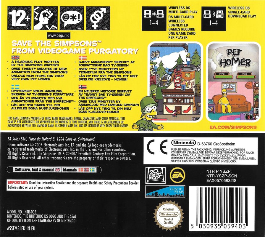 The Simpsons Game cover or packaging material - MobyGames