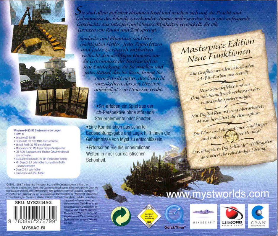 Myst: Masterpiece Edition cover or packaging material - MobyGames