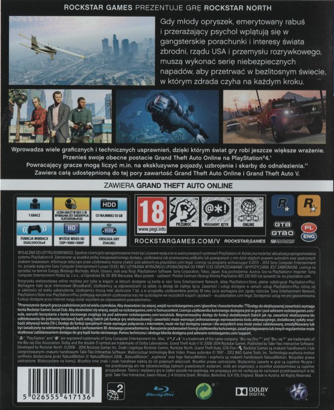 Grand Theft Auto V cover or packaging material - MobyGames