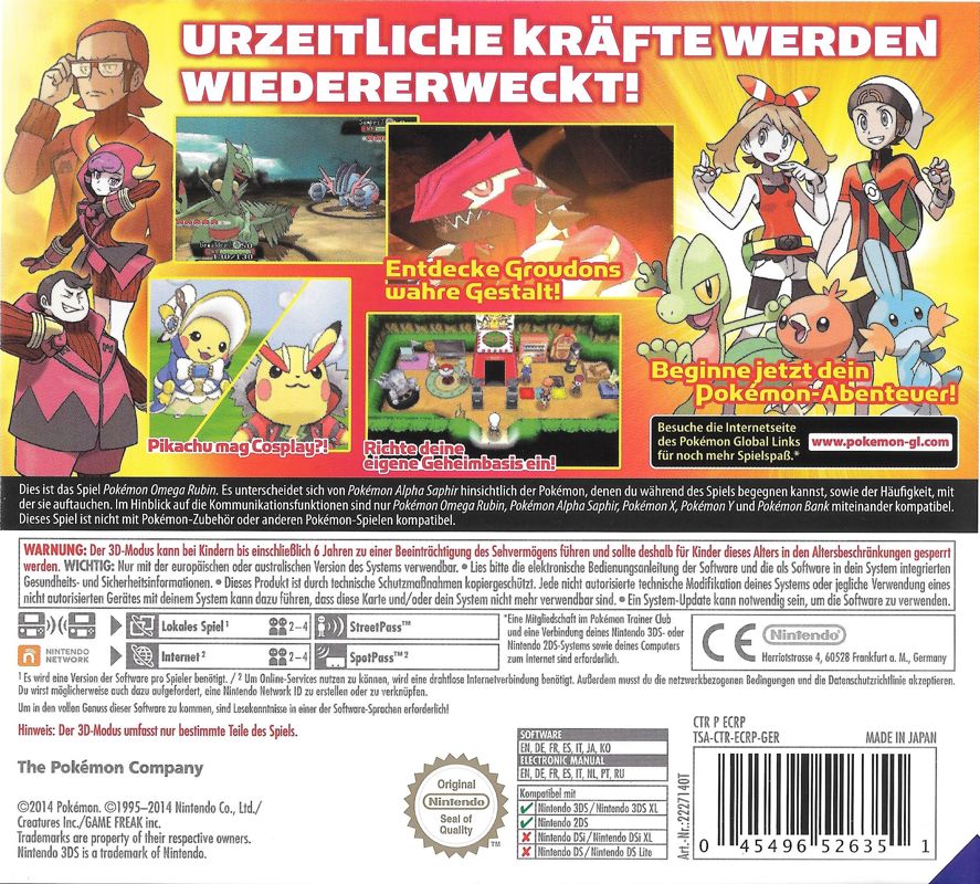 Pokémon Omega Ruby cover or packaging material - MobyGames