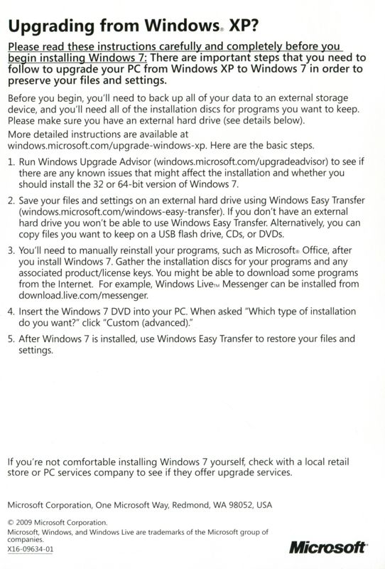 Microsoft Windows 7 (included games) cover or packaging material ...