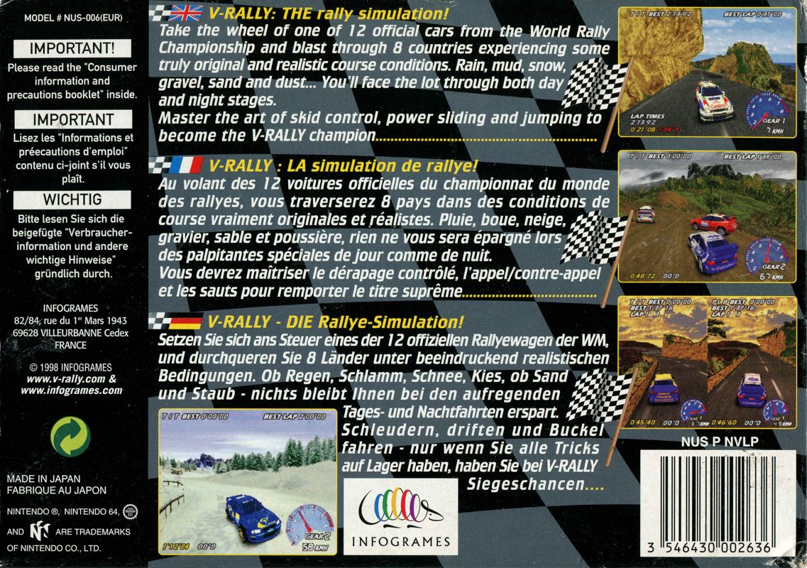 V-Rally: Edition 99 cover or packaging material - MobyGames