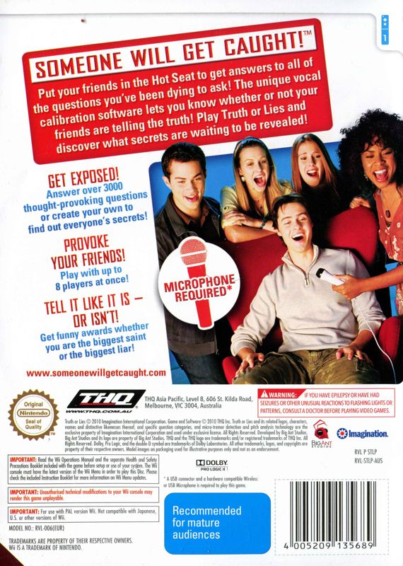 Truth or Lies cover or packaging material - MobyGames