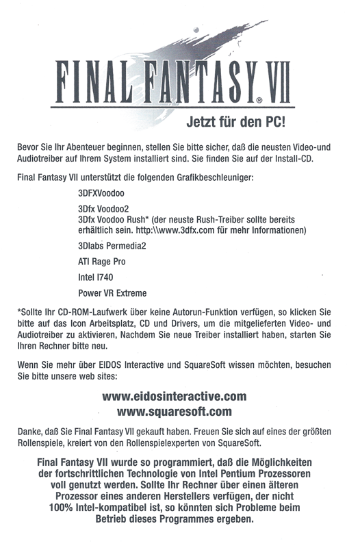 Final Fantasy VII cover or packaging material - MobyGames