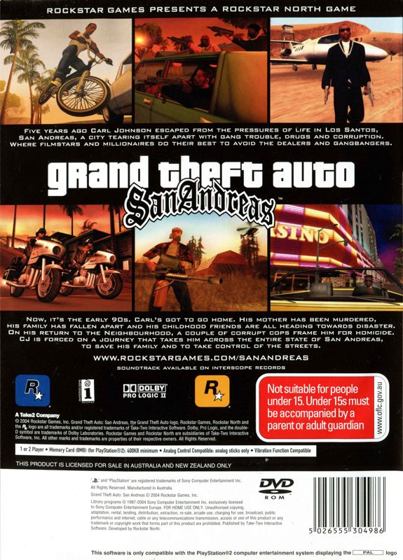 Grand Theft Auto: San Andreas cover or packaging material - MobyGames