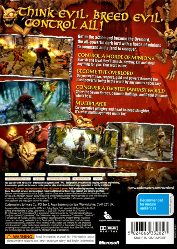 Overlord cover or packaging material - MobyGames