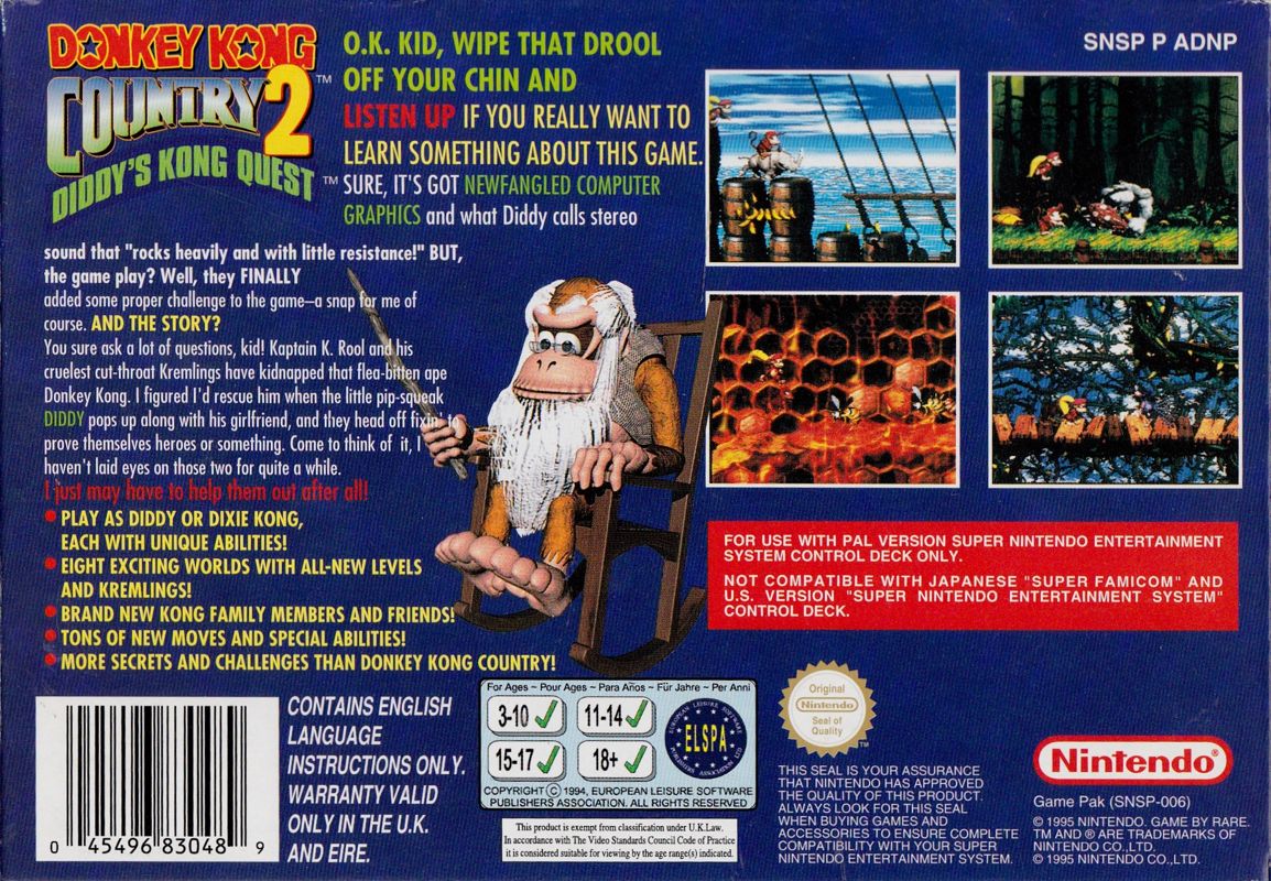 Donkey Kong Country 2: Diddy's Kong Quest cover or packaging material ...