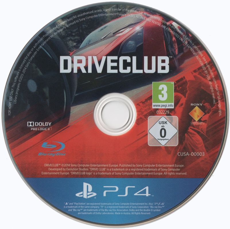 Driveclub cover or packaging material - MobyGames