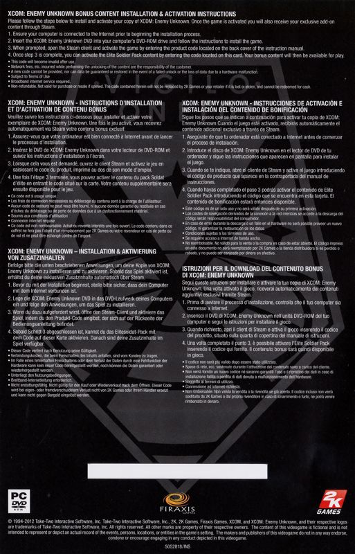 XCOM: Enemy Unknown (Special Edition) cover or packaging material ...