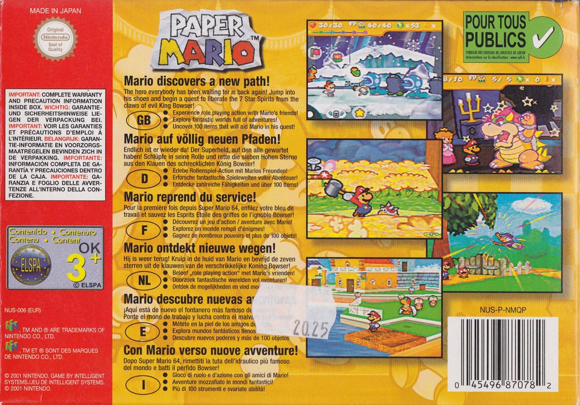 Paper Mario cover or packaging material - MobyGames