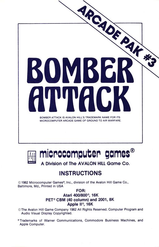 Bomber Attack cover or packaging material - MobyGames