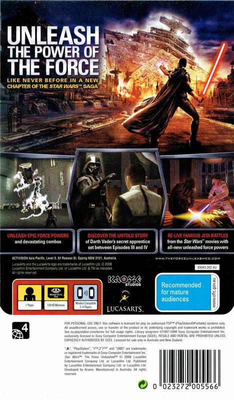 Star Wars: The Force Unleashed cover or packaging material - MobyGames