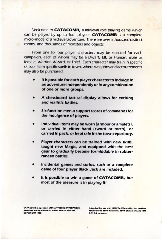 Catacomb cover or packaging material - MobyGames