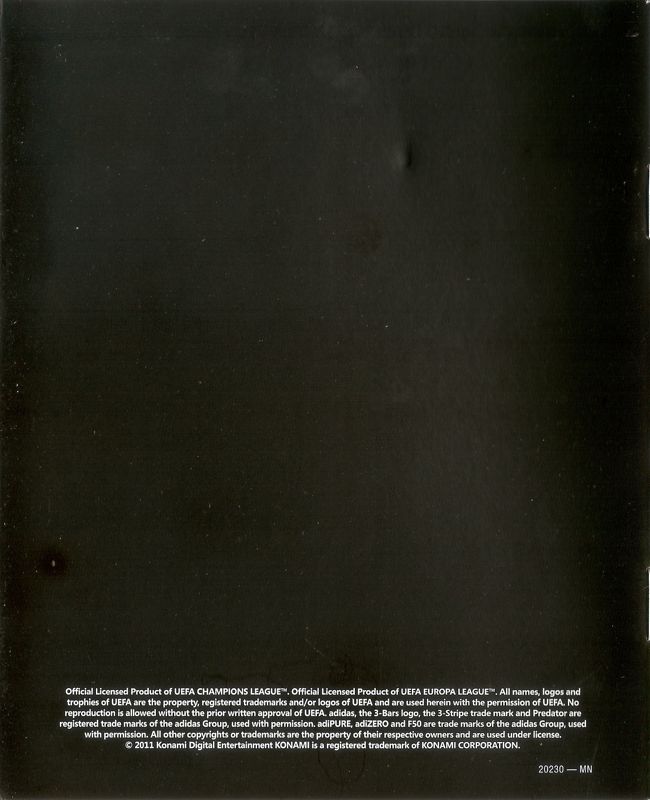 PES 2012: Pro Evolution Soccer cover or packaging material - MobyGames