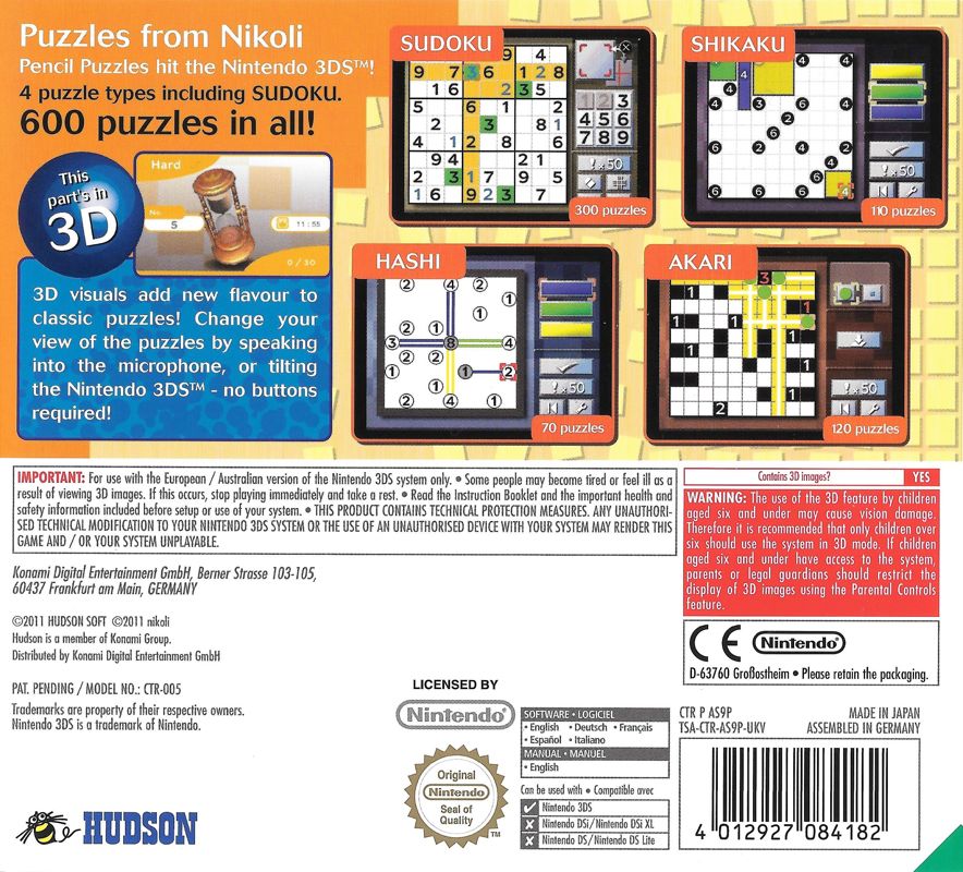 Nikoli's Pencil Puzzle cover or packaging material - MobyGames