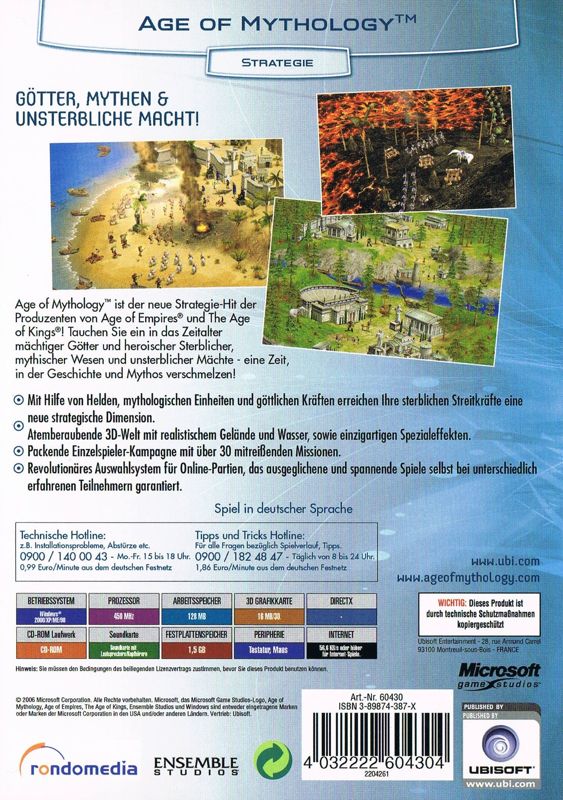 Age of Mythology cover or packaging material - MobyGames