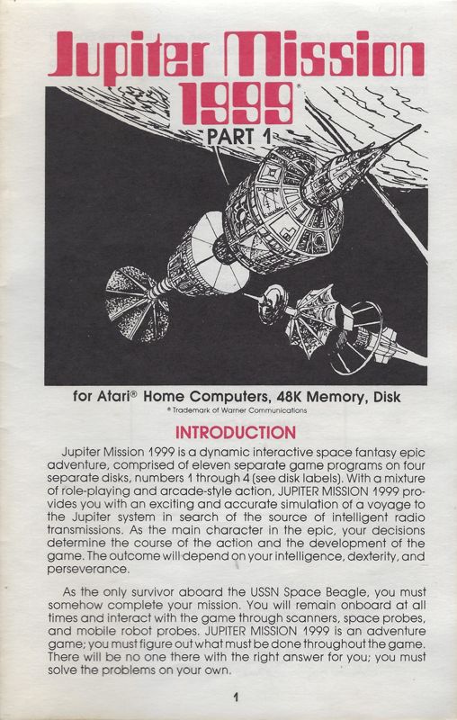 Jupiter Mission 1999 cover or packaging material - MobyGames