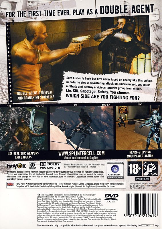 Tom Clancy's Splinter Cell: Double Agent cover or packaging material ...