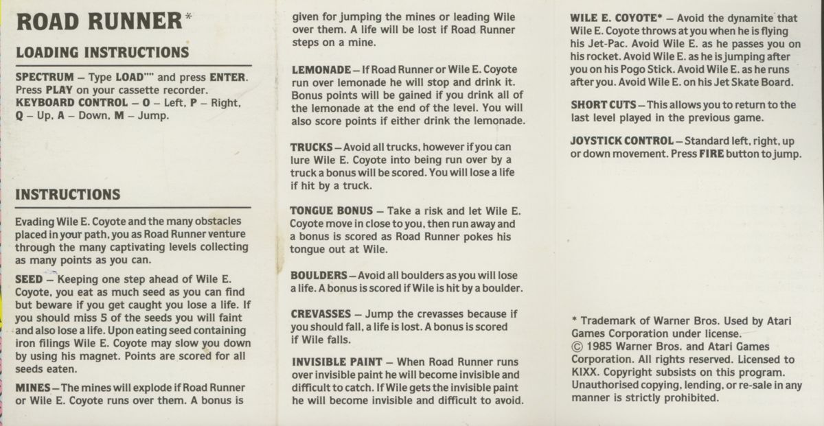 Road Runner cover or packaging material - MobyGames