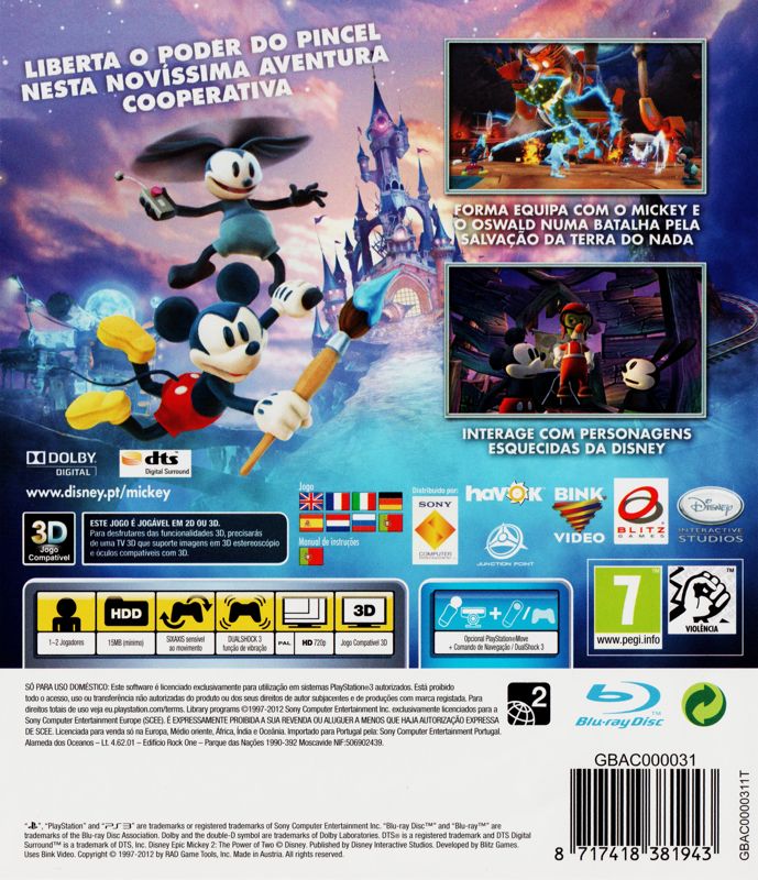 Disney Epic Mickey 2: The Power of Two cover or packaging material ...