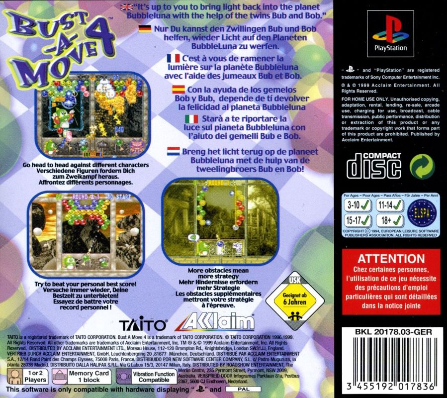 Bust-A-Move 4 cover or packaging material - MobyGames