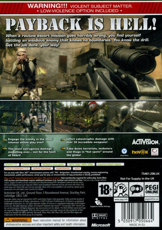 Soldier of Fortune: Payback cover or packaging material - MobyGames