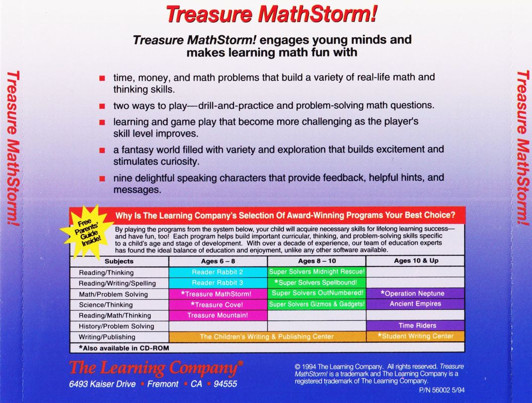 Treasure MathStorm! cover or packaging material - MobyGames