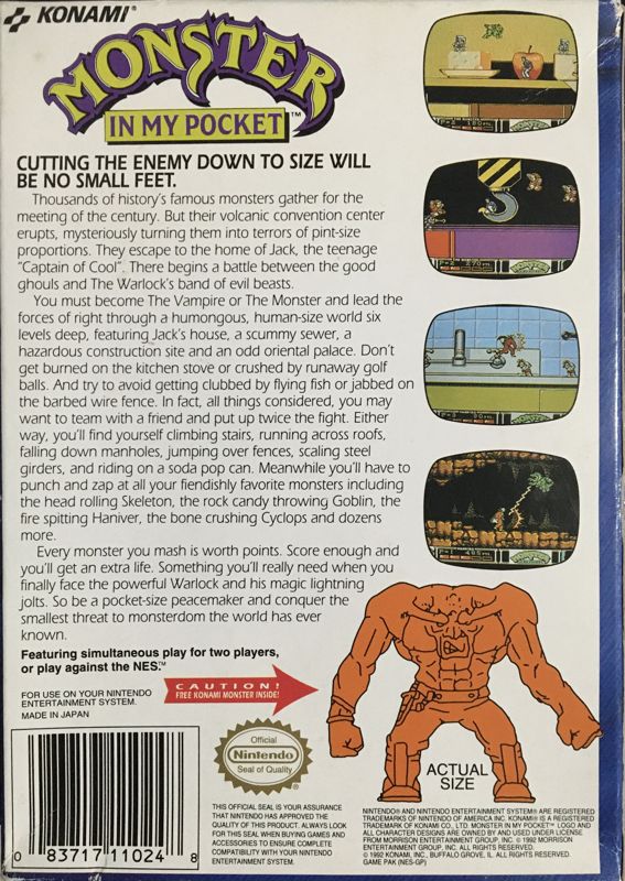 Monster in My Pocket cover or packaging material - MobyGames