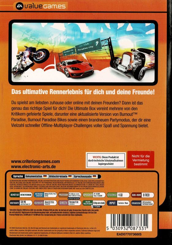 Burnout: Paradise - The Ultimate Box cover or packaging material ...