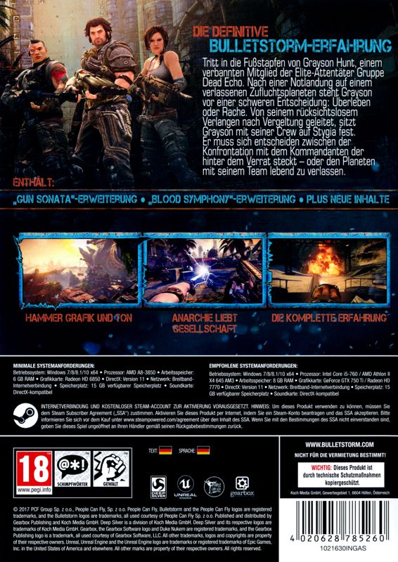 Bulletstorm: Full Clip Edition - Duke Nukem Bundle cover or packaging ...