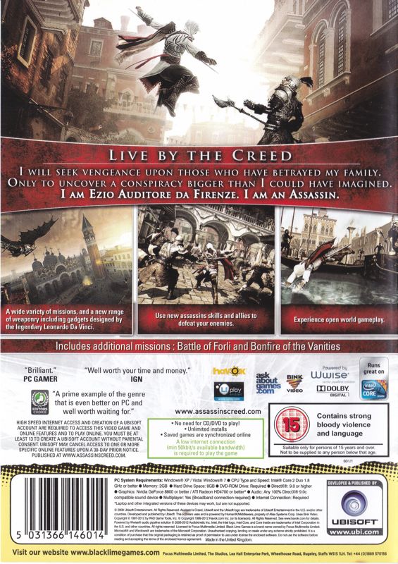 Assassin's Creed II cover or packaging material - MobyGames