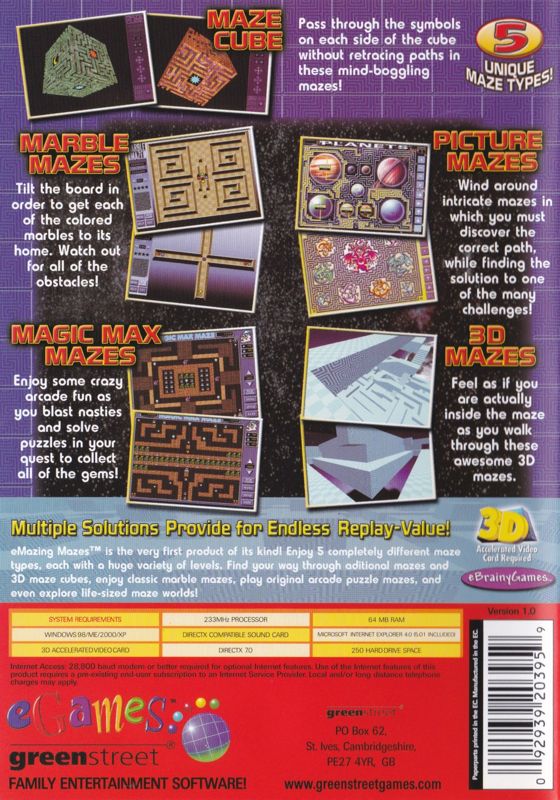 eMazing Mazes cover or packaging material - MobyGames