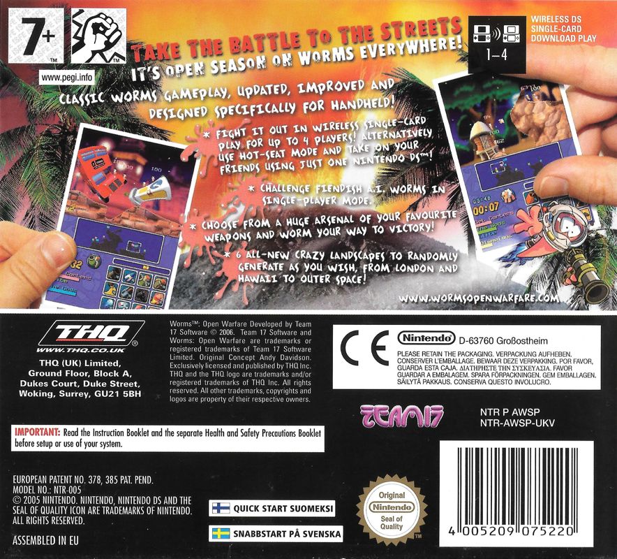 Worms: Open Warfare cover or packaging material - MobyGames