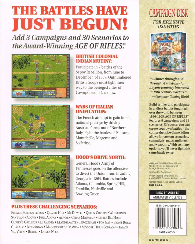 Wargame Construction Set III: Age of Rifles 1846-1905 - Campaign Disk ...