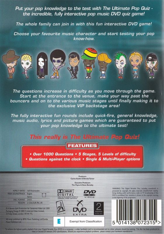 The Ultimate Pop Quiz cover or packaging material - MobyGames