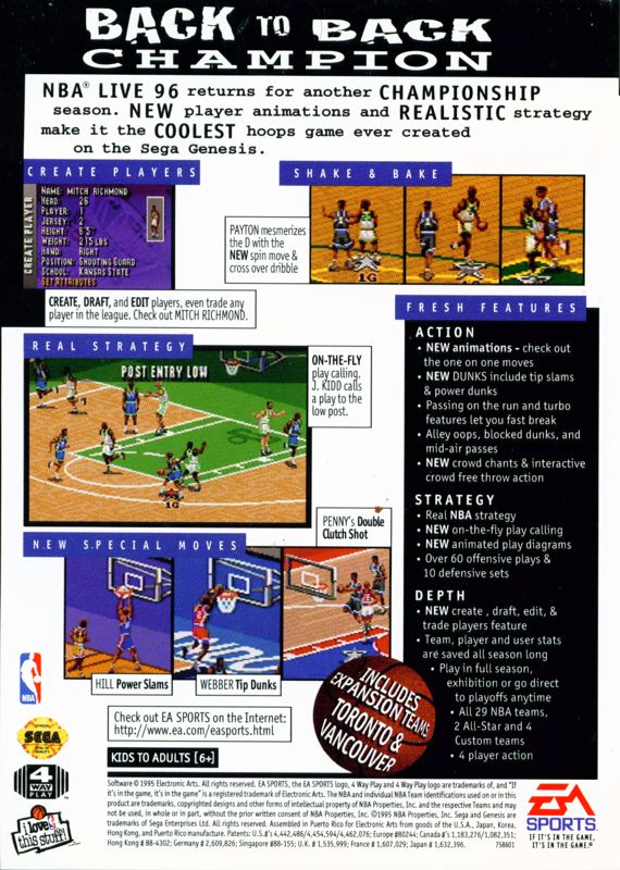 NBA Live 96 cover or packaging material - MobyGames