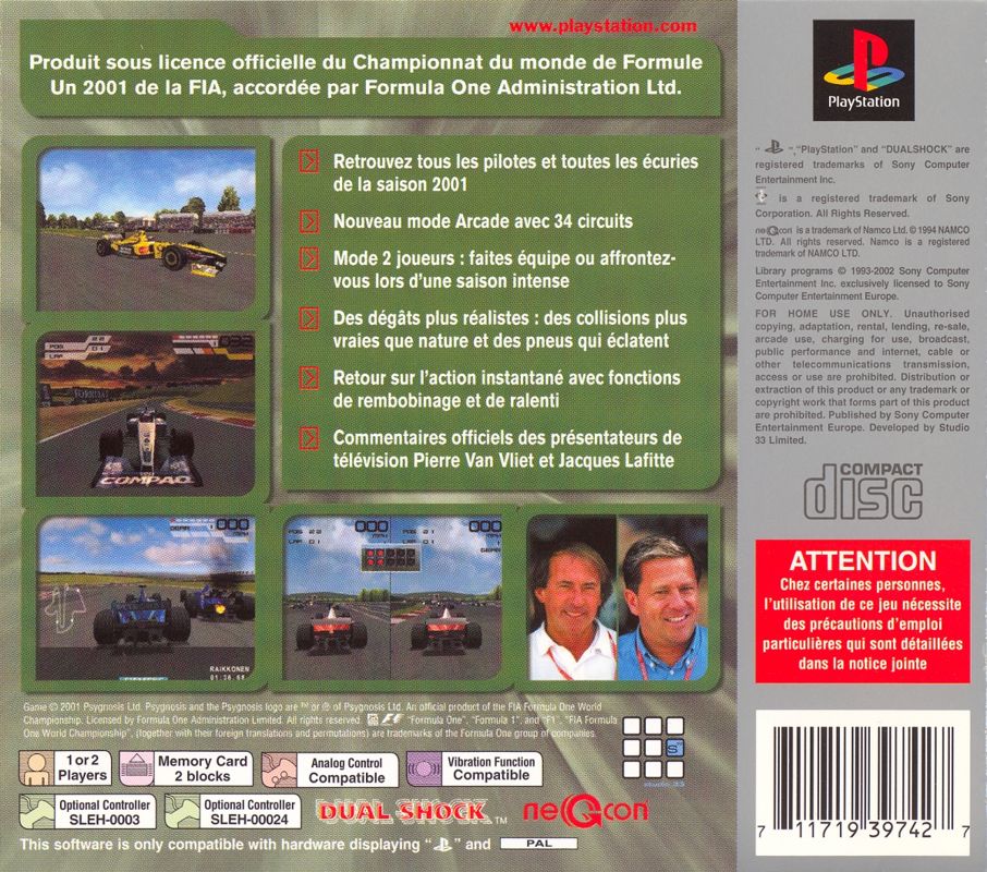 Formula One 2001 cover or packaging material - MobyGames